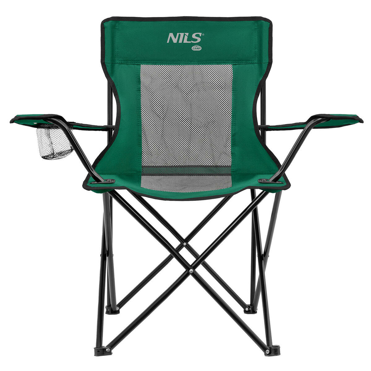 Decathlon Кемпинговый стул Nils Camp NC3302 - со стальным каркасом, макс. нагрузка до 110 кг, складной. Цвет зеленый