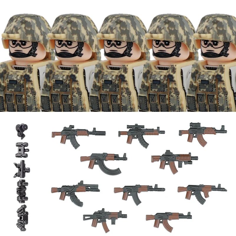 Блочный конструктор Brangdy, 5 военных с оружием