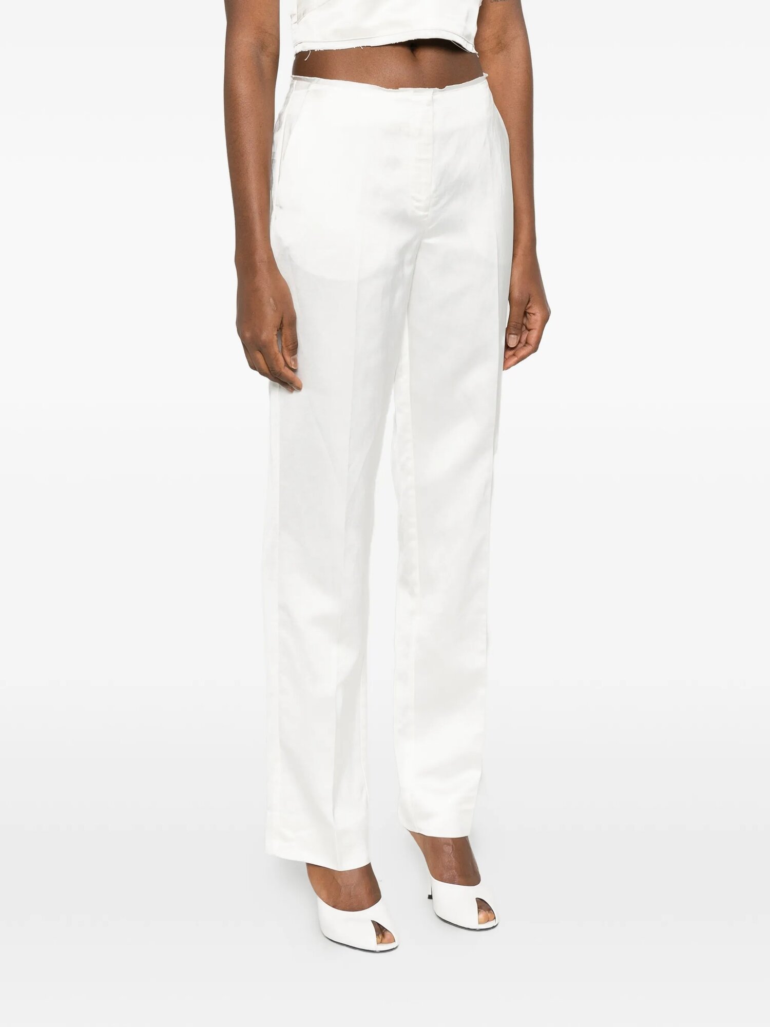 Брюки TOTEME Raw hem trousers, размер 38, белый — фото 1