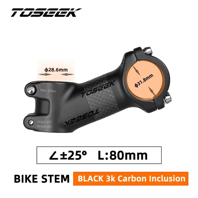 TOSEEK Вынос руля 80 мм, 25°, черный