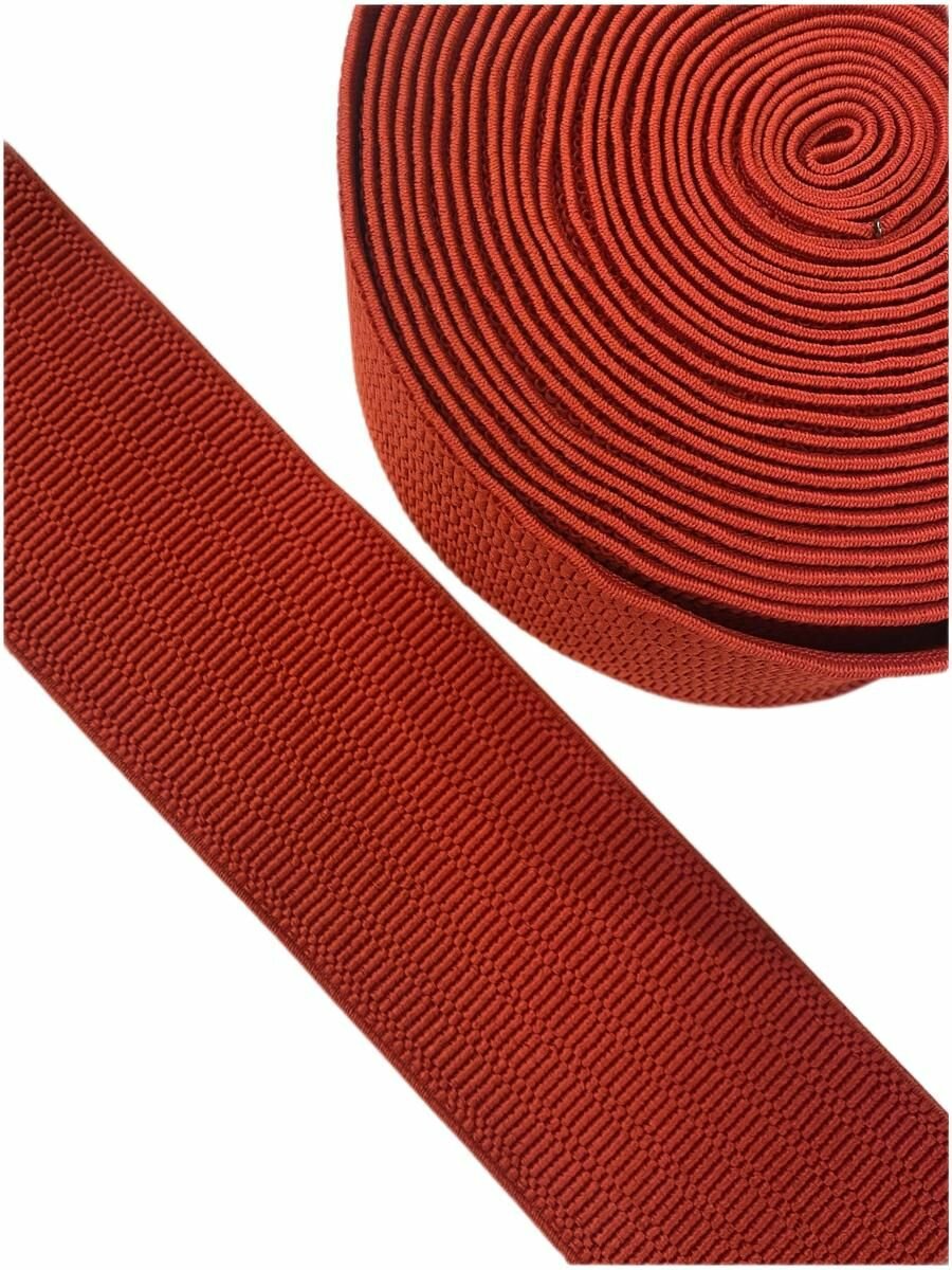 Резинка широкая 7 см цветная (красный) эластичная плотная декоративная лента для поясов, одежды и рукоделия 1 м