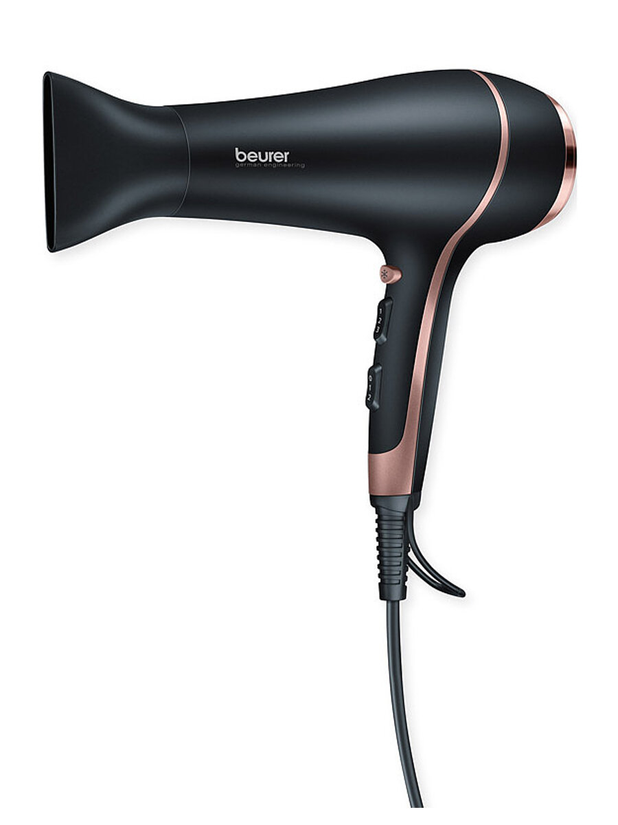 Фен для волос Beurer HC 30 черный, мощный профессиональный 2400 Вт с холодным обдувом, стайлер для быстрой сушки и объема с узким концентратором, с защитой от перегрева