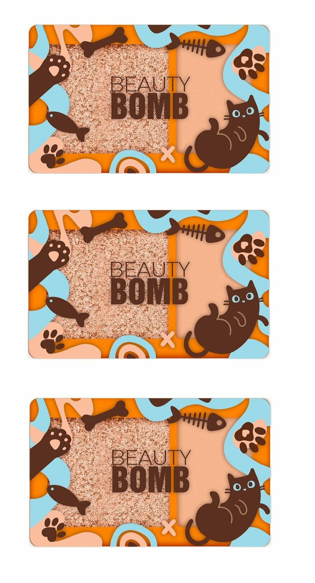 Палетка Beauty Bomb теней для век двойная Double Eyeshadow Palette, тон 03 Kitty Café, 3,4 гр - 3 штуки