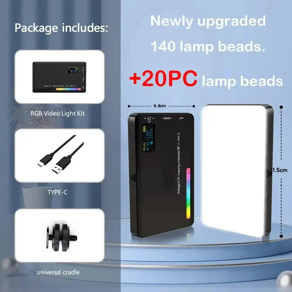 Комплект RGB LED-освещения Для Камеры С Полноцветным Излучением, Регулируемой Яркостью 2500-9000K, Двухцветным Светом CRI 95+