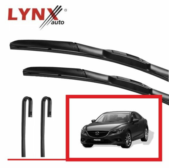 Комплект щеток стеклоочистителя Mazda 6 III - LYNXauto LX 600-450 мм, гибридные