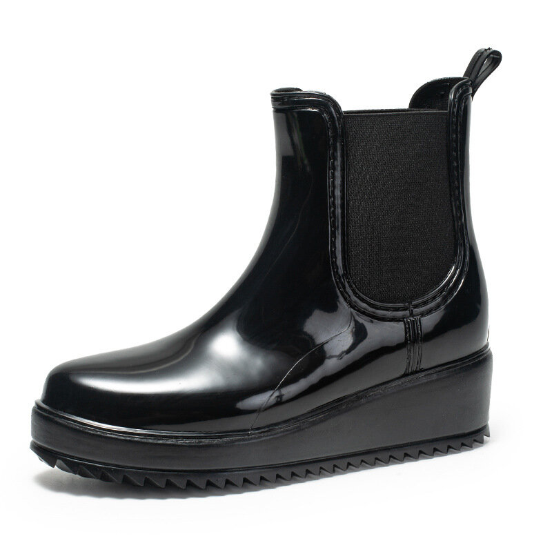 Женские резиновые туфли, резиновые сапоги челси до середины икры, эластичные резиновые сапоги, сапоги Мартин, нескользящие водонепроницаемые сапоги, резиновые сапоги, галошиРазмер обуви. EU:40