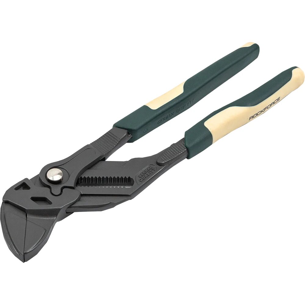 Пассатижи переставные Rockforce 250 мм RF-613Q250(60651) плоскогубцы CrV губки, резиновые рукоятки, зеленый/бежевый цвет