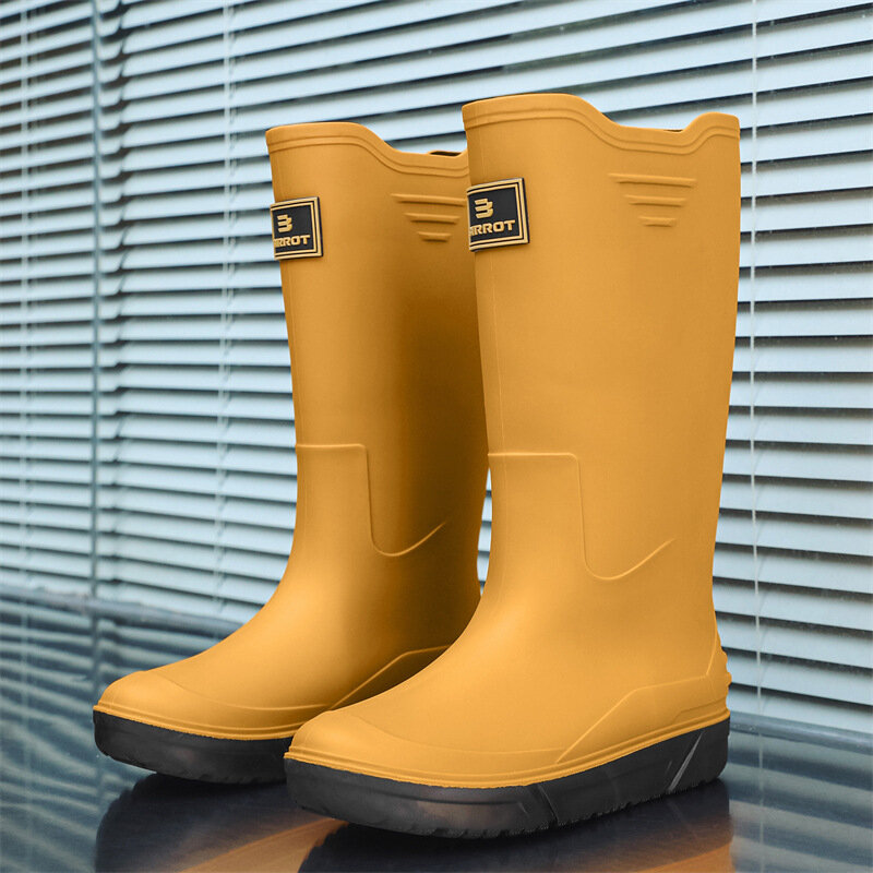 Мужские резиновые сапоги, высокие нескользящие сапоги для рыбалки, водонепроницаемая обувь, теплые кухонные резиновые сапоги на флисовой подкладке, накладки на подошву для мойки автомобилей. Размер обуви. EU:44