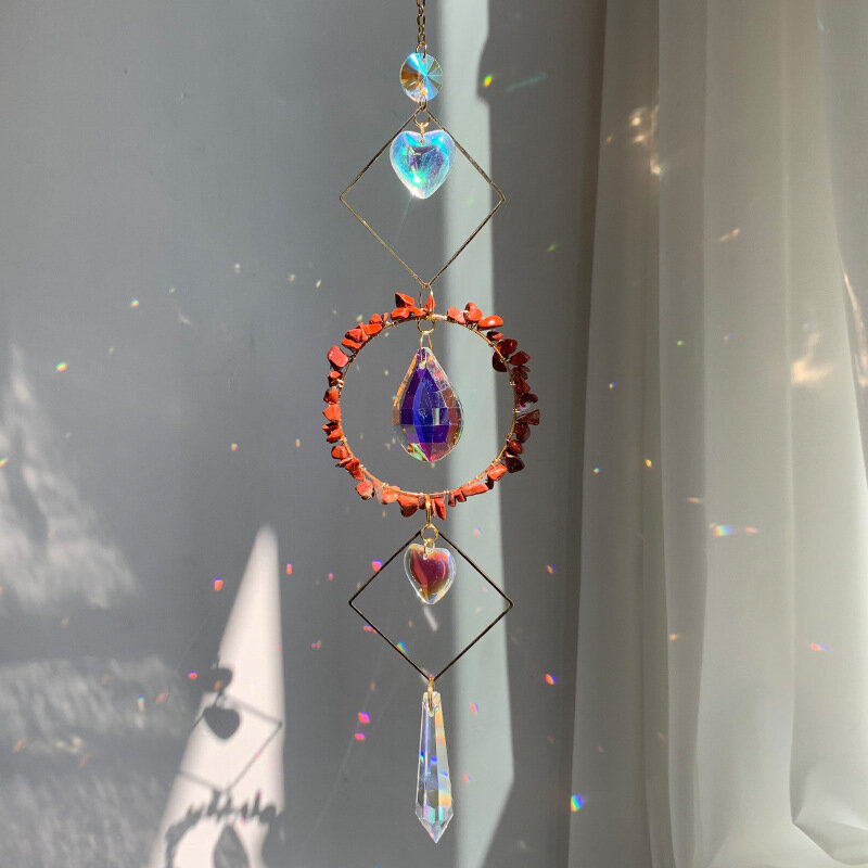 Яркий шар-призма в форме звезды и луны, садовый подвесной декор, металлический аксессуар, кристаллический ловец солнца, воздушное подвесное украшение, колокольчик.