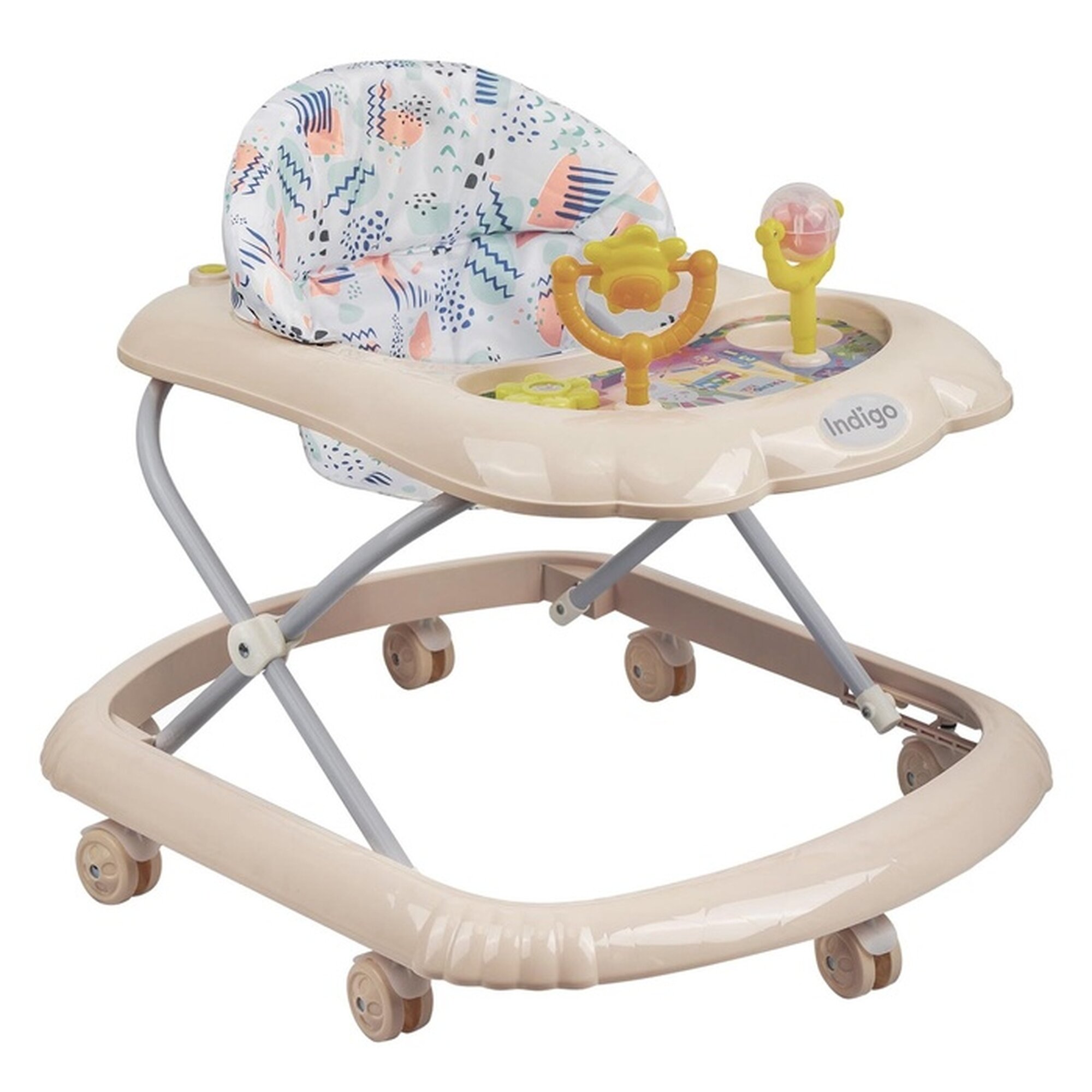 Ходунки Indigo «Верный друг», 7 колес, муз. игрушки, бежевый