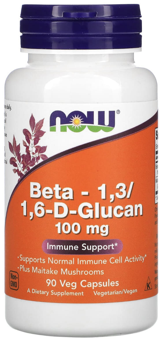 NOW Foods Beta-1.3/1.6-D-Glucan, Бета-1,3/1,6-D-Глюкан 100 мг 90 капсул
