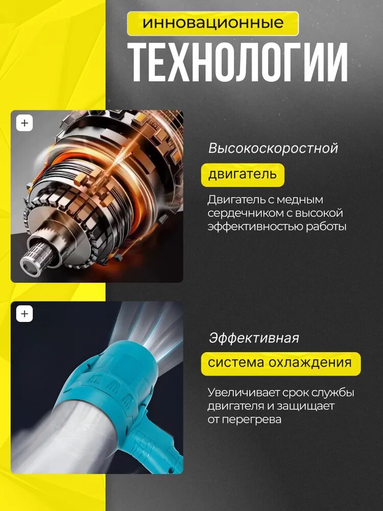 Аккумуляторная воздуходувка для уборки дома и улицы, мощность 21В, 2 АКБ, в комплекте с кейсом — фото 1