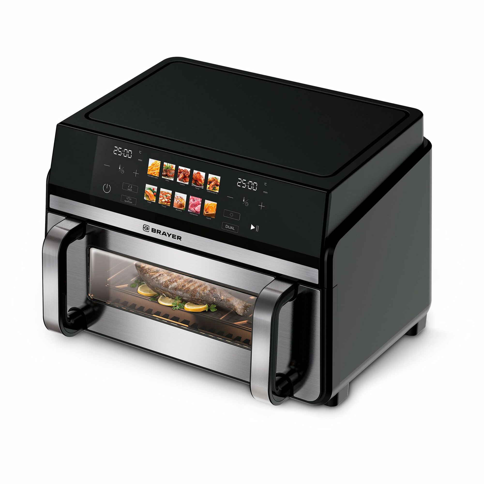 Аэрогриль BRAYER BR2055, антипригарное покрытие, 10 программ, 2200 Вт