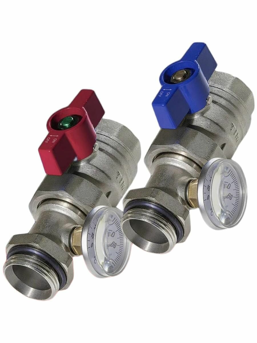 Кран шаровой прямой с полусгоном и термометром 1" пара TIM (20/1)