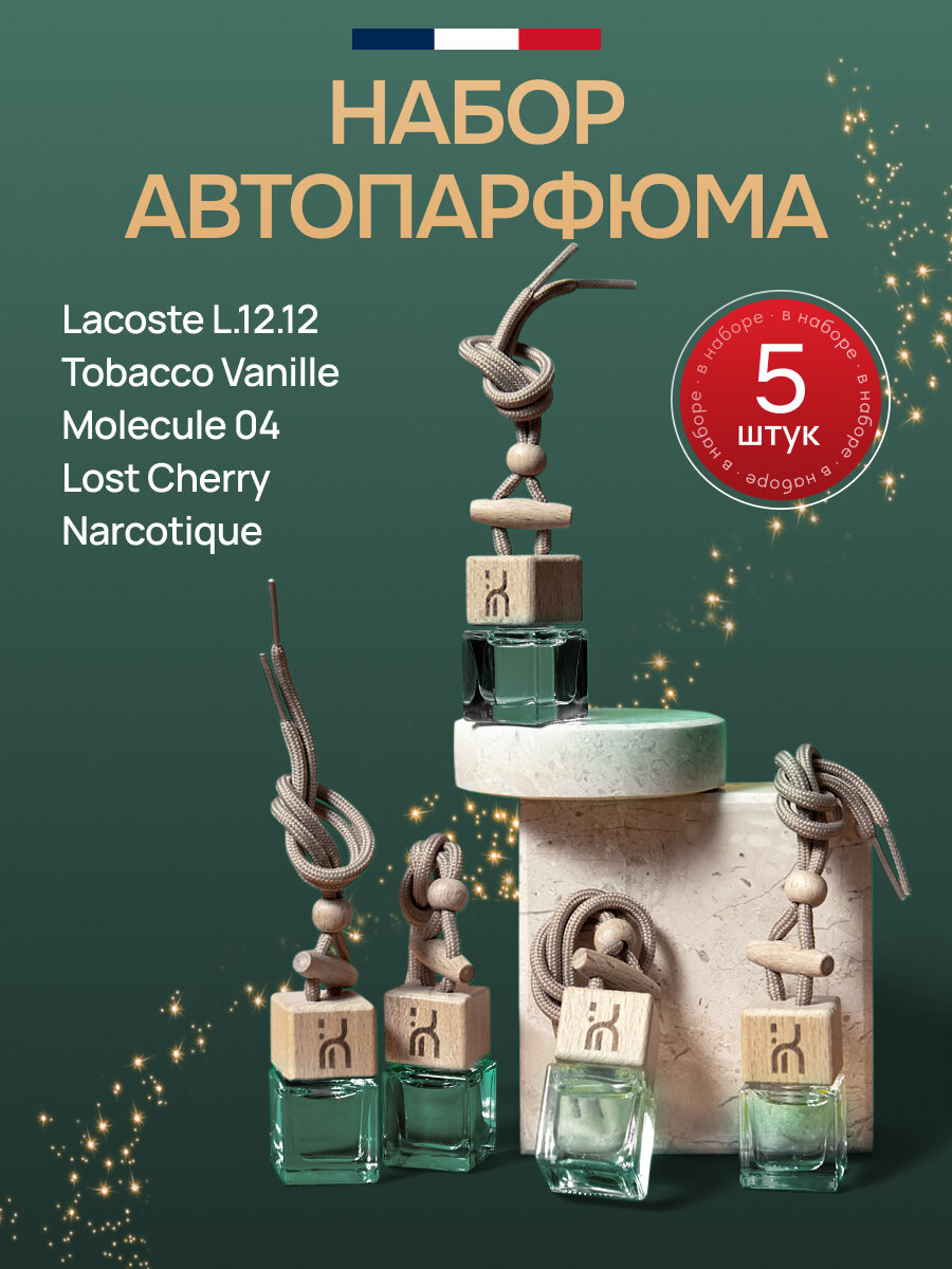 Ароматизатор для автомобиля, автопарфюм, вонючка, подарочный набор 5 шт