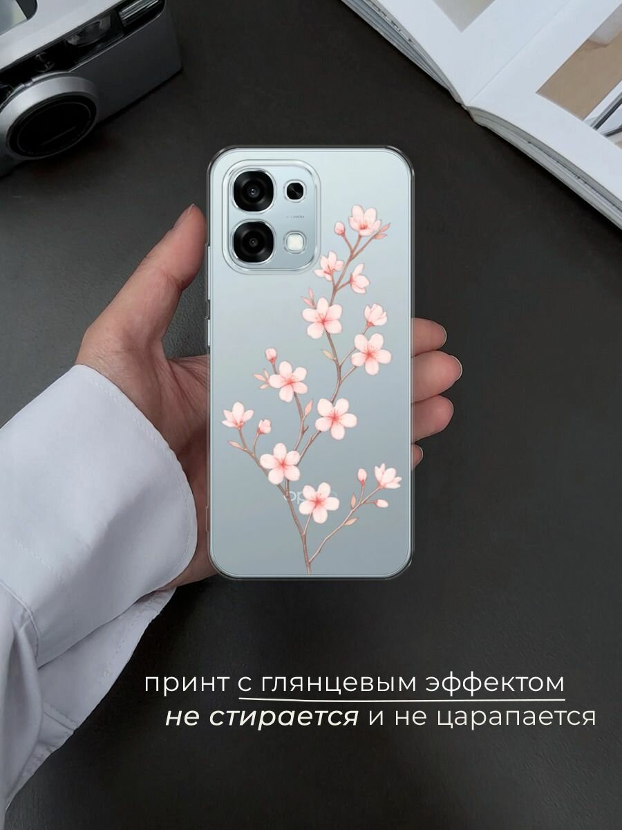 Силиконовый чехол на Oppo A6 Pro / Оппо A6 Про с принтом Веточка сакуры 2 — фото 1