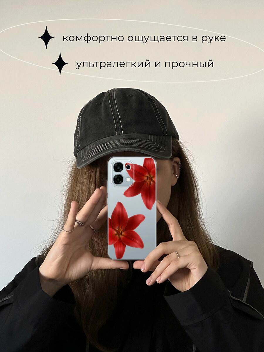 Силиконовый чехол на Oppo A6 Pro / Оппо A6 Про с принтом Два красных цветка — фото 1