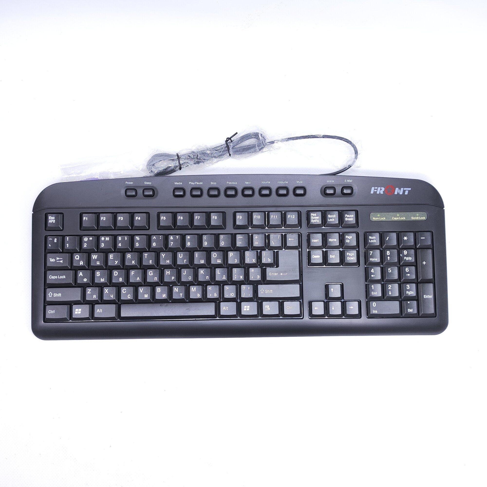 Клавиатура проводная Front KB-8103 ISO PS/2 OEM, черный (без упаковки)