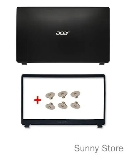 Корпусный элемент для ноутбука Acer Aspire A315-42, A315-42G, крышка матрицы и рамка, черный, пластик, в комплекте винты