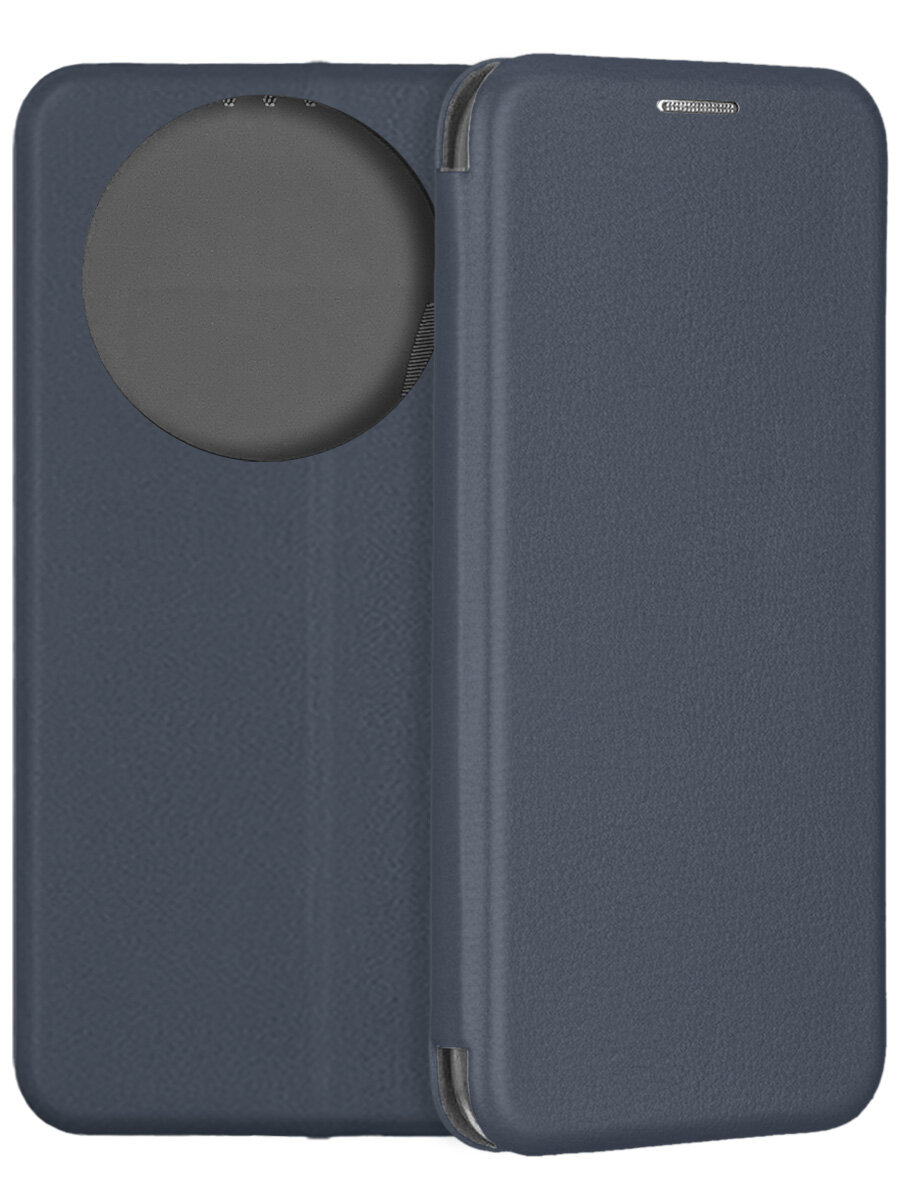 Чехол книжка для Honor X9d темно-синий / подставка, отделение для карт