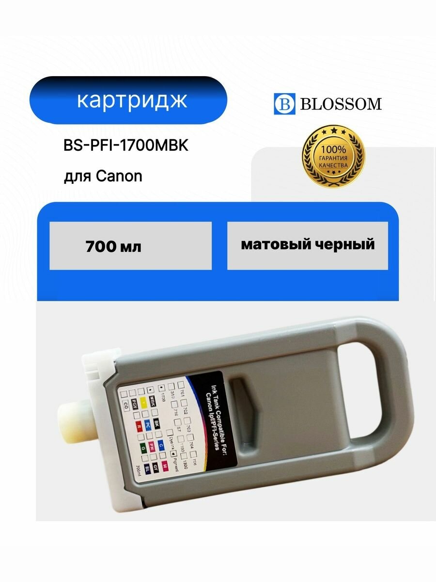 Струйный картридж Canon PFI-1700MBk для ImagePrograf PRO 2000/4000/4000S/6000S, MBk, 700мл, Blossom