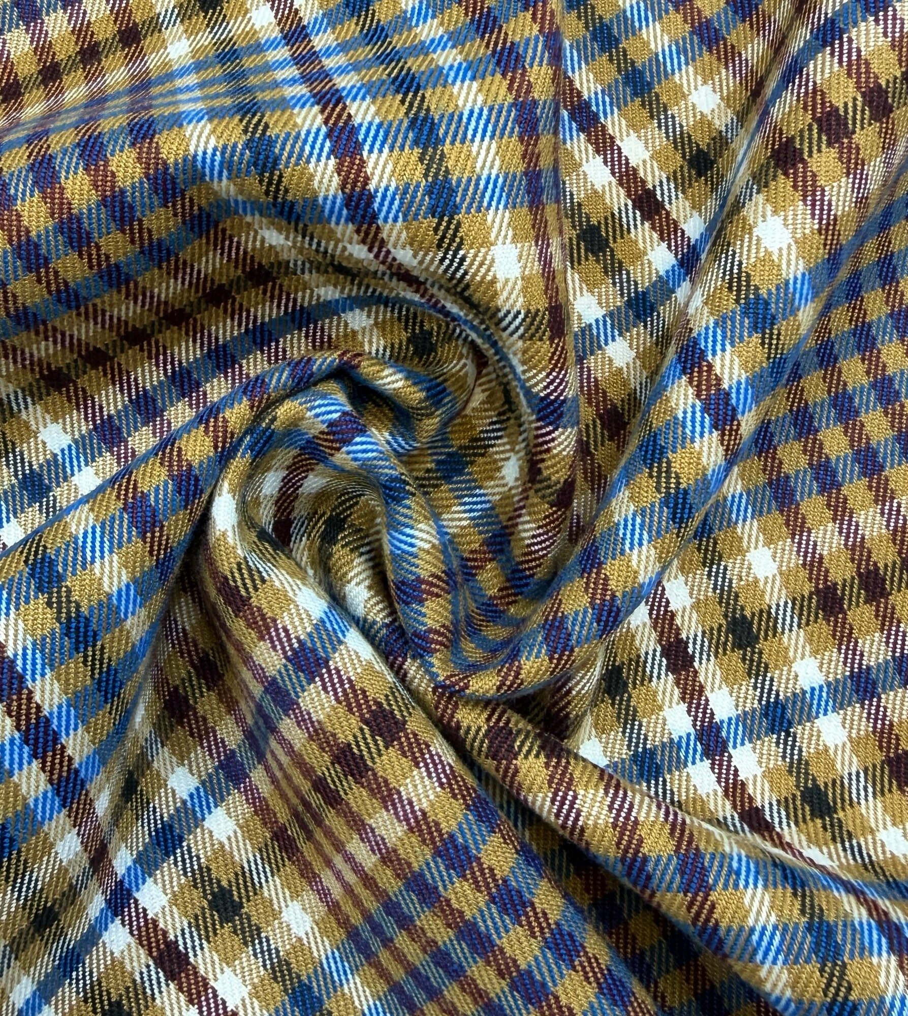 Ткань плательная в клетку (Италия) шерсть/вискоза/поламид ш-145см цена за 1 м