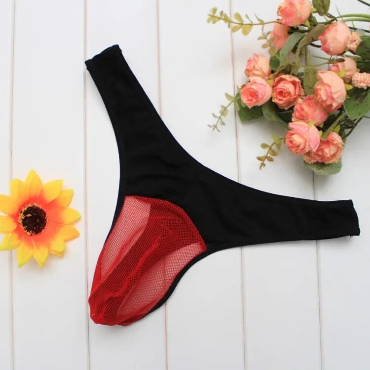 Мужские трусы, сетчатые стринги, сексуальные прозрачные дышащие трусики, порно трусы, черный