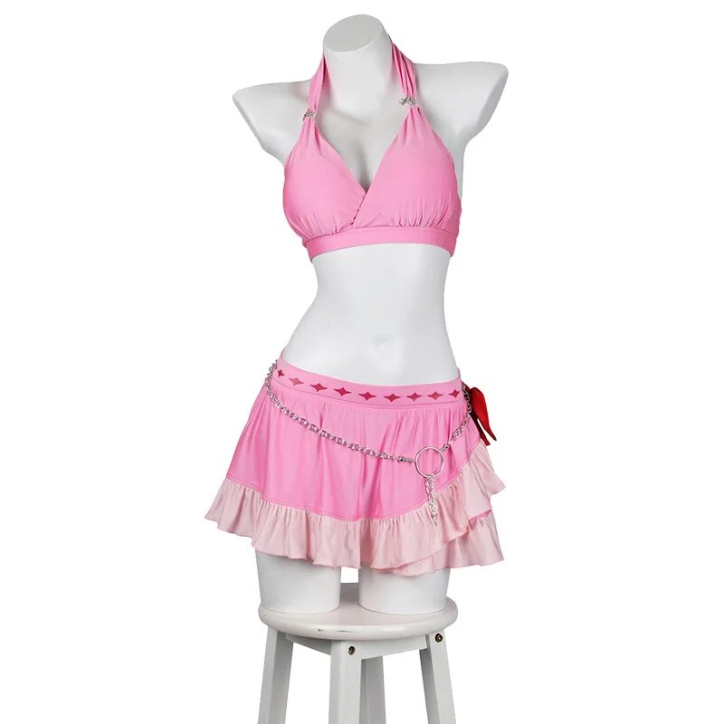 Костюмы Aerith Gainsborough Tifa Lockhart для косплея Розовый, S, Aerith Swimsuit