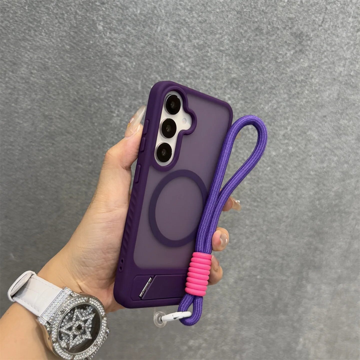 Модный чехол-браслет с ремешком для Samsung Galaxy S26 S25 Ultra S24 S23 Галактика S23 +, Purple GS