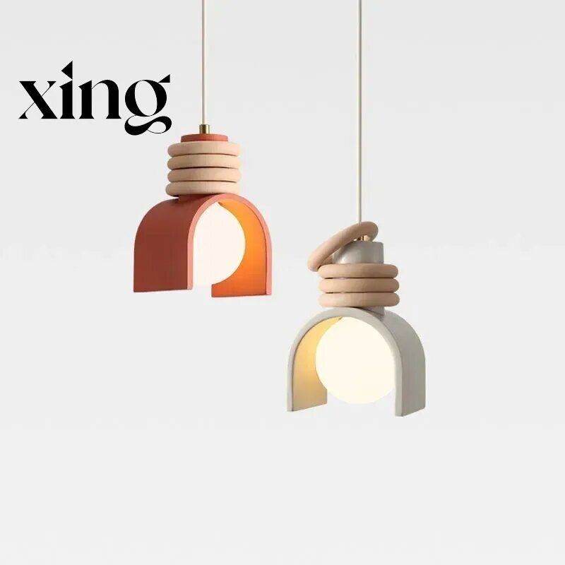 Светодиодная люстра xing LED, оранжевая, для детской, регулировка по высоте, подвесной светильник, D12.5*H18 см — фото 1
