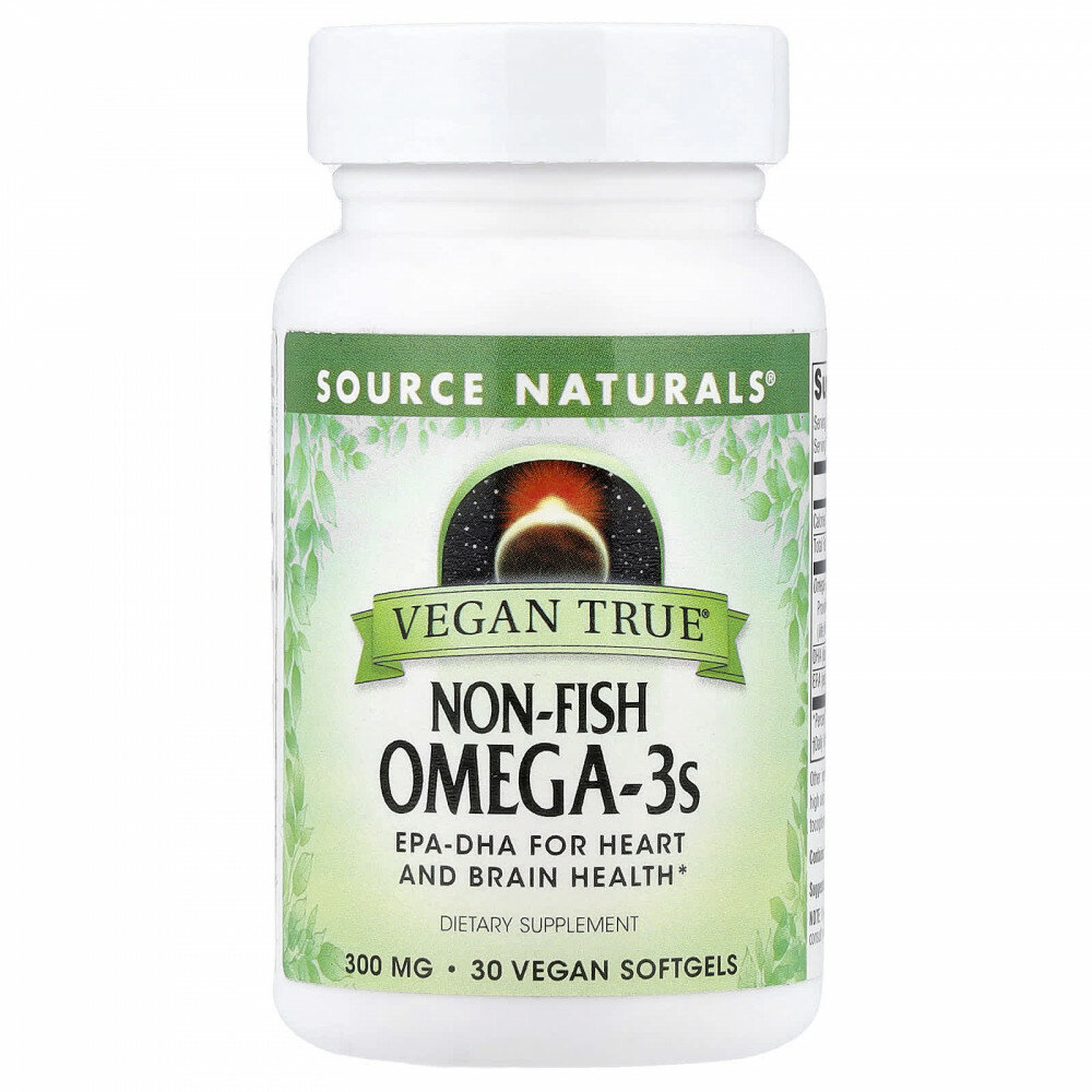 Source Naturals, Vegan True®, омега-3 не из рыбы, 300 мг, 30 веганских капсул
