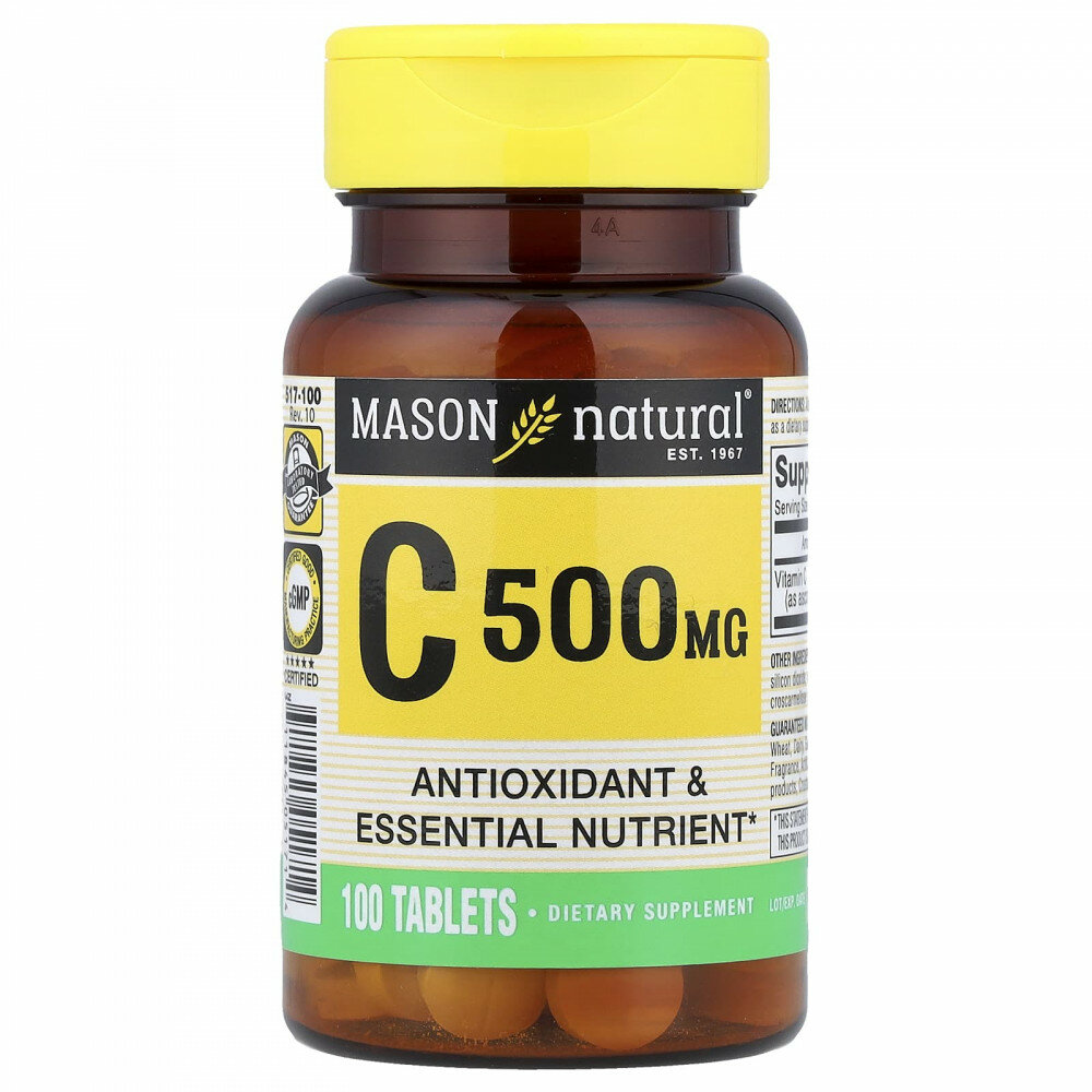 Mason Natural, витамин C, 500 мг, 100 таблеток