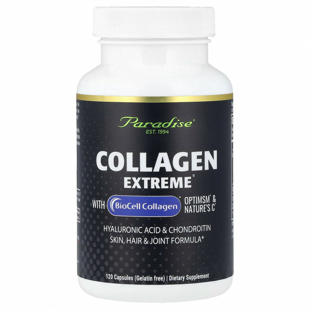 Paradise Herbs, Collagen Extreme® с коллагеном BioCell Collagen®, OptiMSM® и Nature's C®, 120 капсул