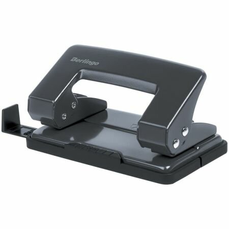 Дырокол BERLINGO на 10л. металл, черный с линейкой (DDm_10011)