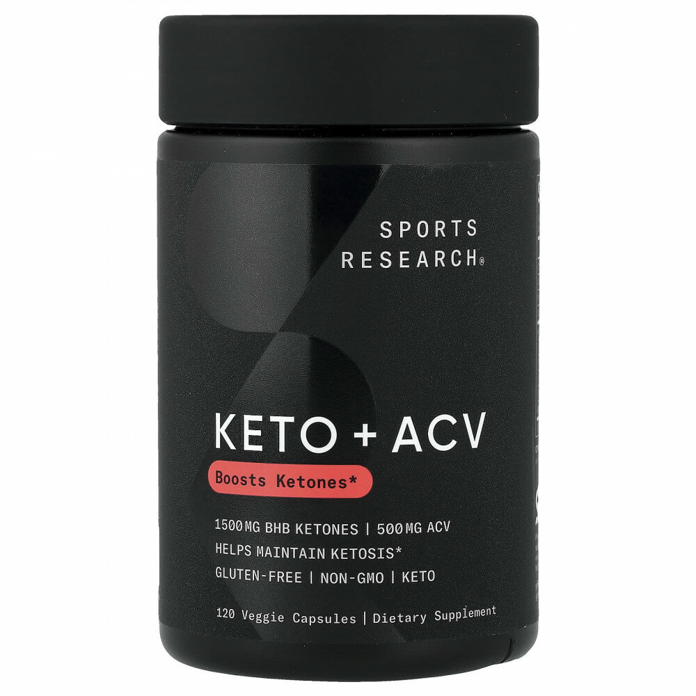 Sports Research, кетодиета + яблочный уксус, 120 растительных капсул