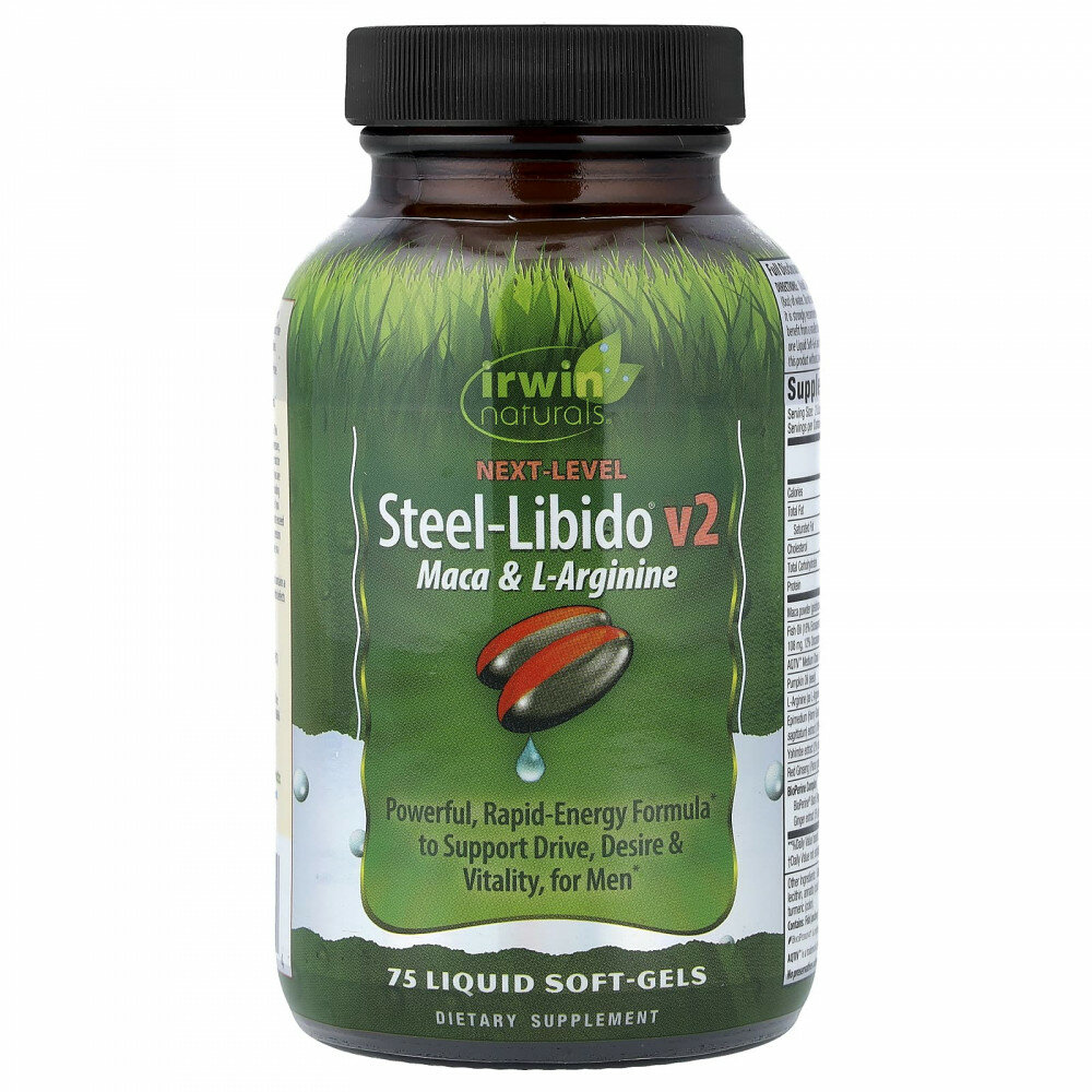 Irwin Naturals, Steel-Libido® V2, мака и L-аргинин, 75 желатиновых капсул