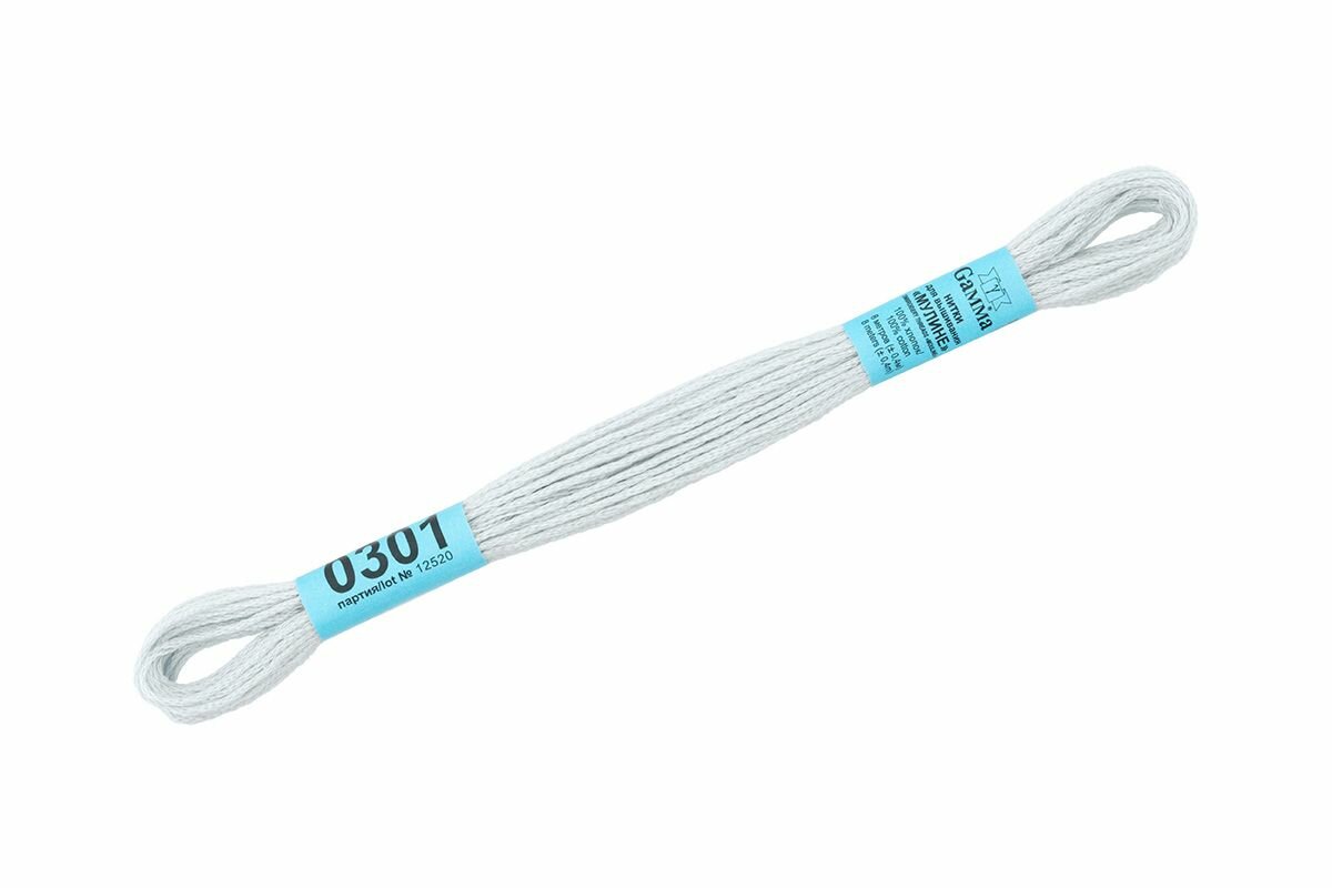 2 шт. Нитки для вышивания "Gamma" мулине ( 0207-0819 ) 100% хлопок 8 м №0301 св-голубой 1 шт.