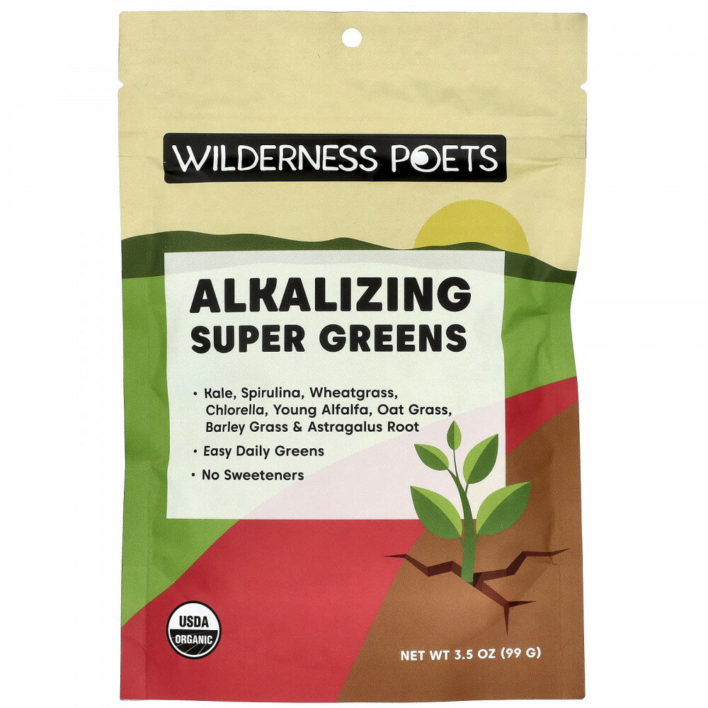 Wilderness Poets, Подщелачивающая зелень, 99 г (3,5 унции)