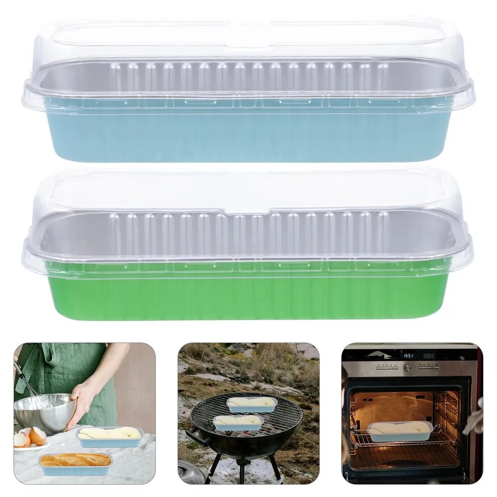 Набор из 20 алюминиевых одноразовых прямоугольных контейнеров с крышками, синие, для хранения пищи 200 мл