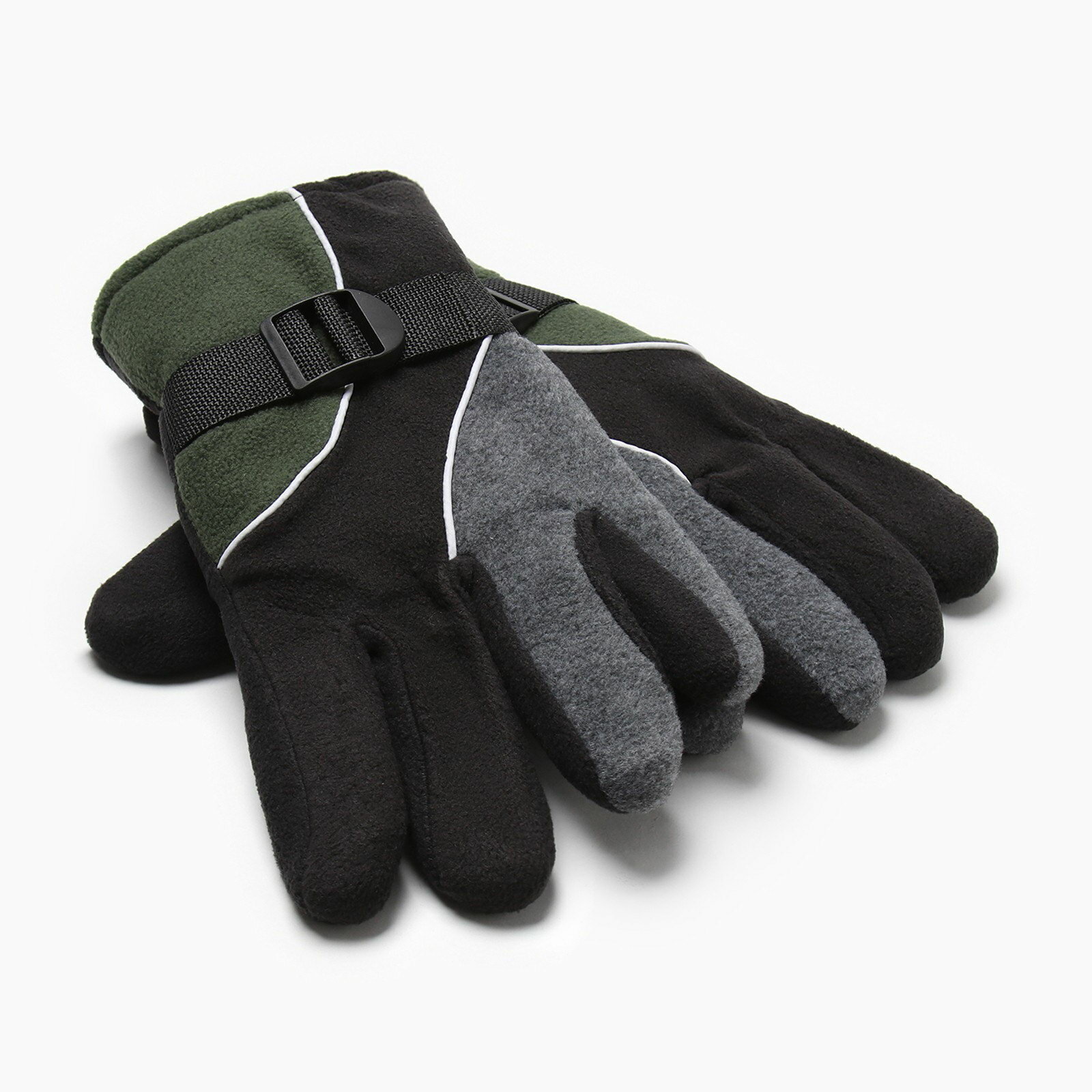 Перчатки мужские двухслойные 26 см, серые, хаки, для кого: мужской