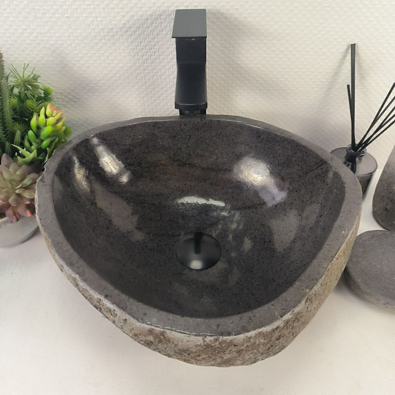 Раковина INDO-MARKET из натурального речного камня 41х37х15 069730