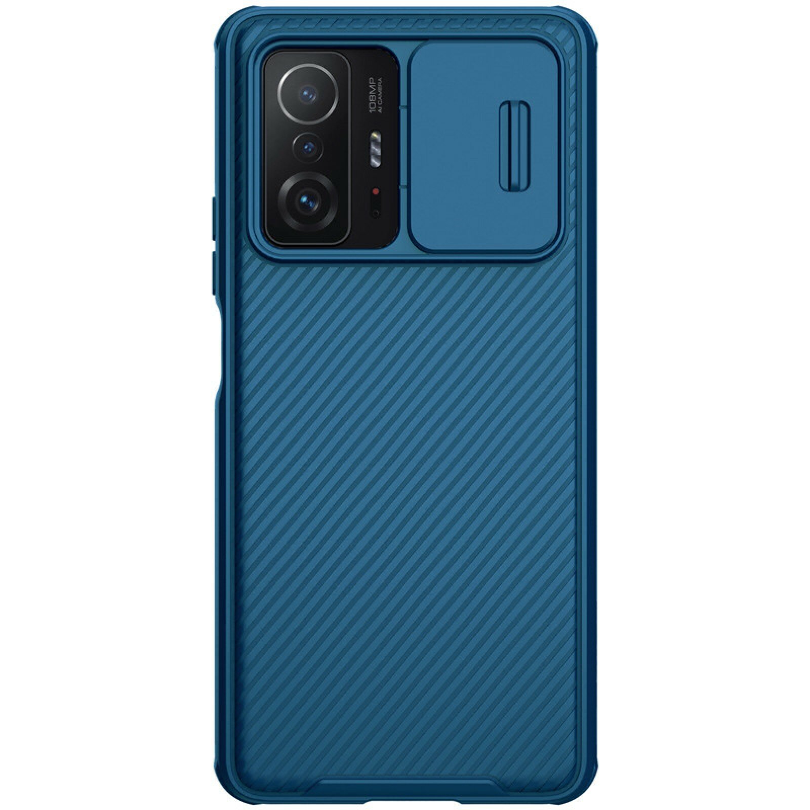 Чехол панель-бампер MyPads для Xiaomi 11T и 11T Pro с матовой отделкой под карбон и защитой камеры