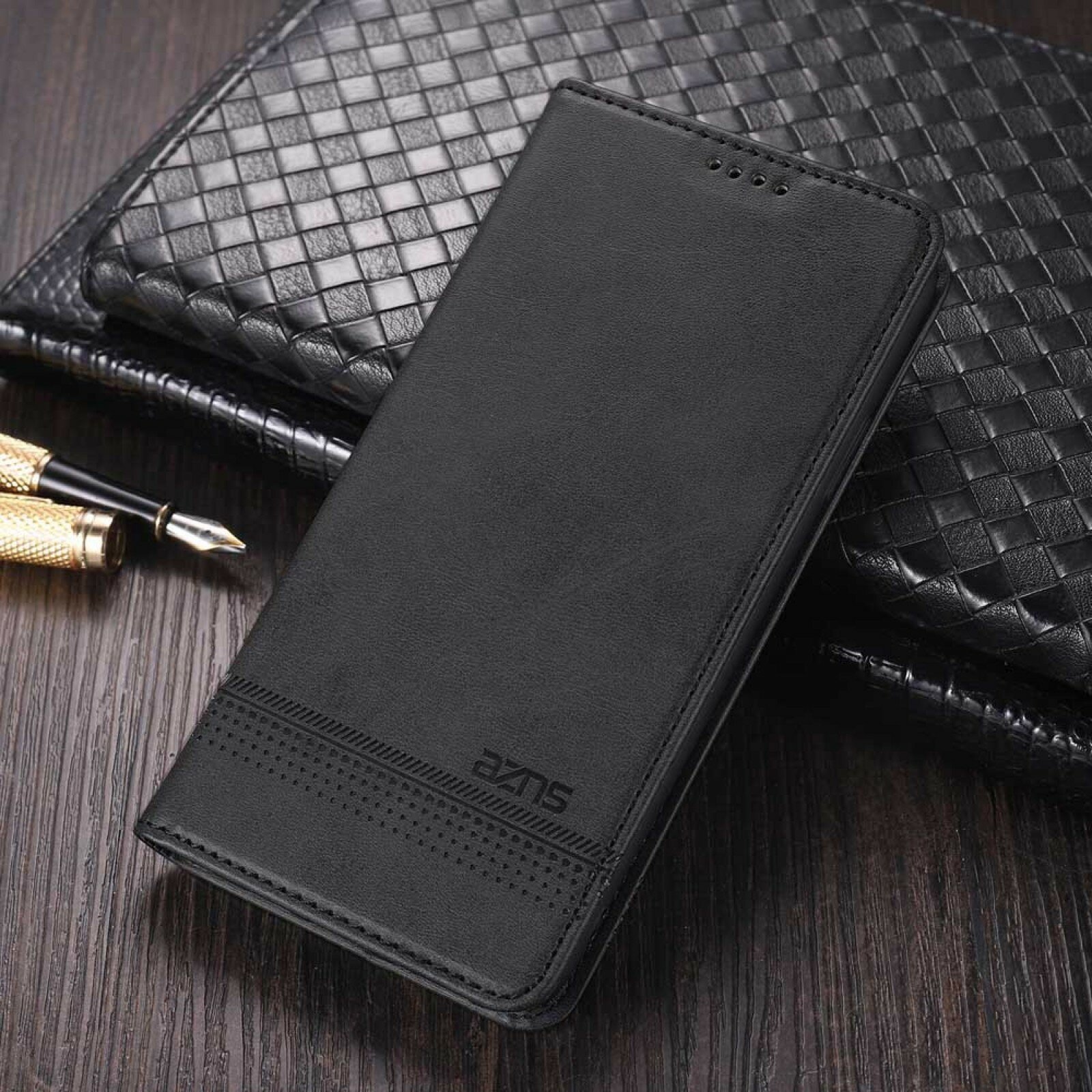 Чехол-книжка MyPads Robusto bello из натуральной кожи с мульти-подставкой и визитницей для Vivo Y15s 2021, Y15a, Vivo T1 черный