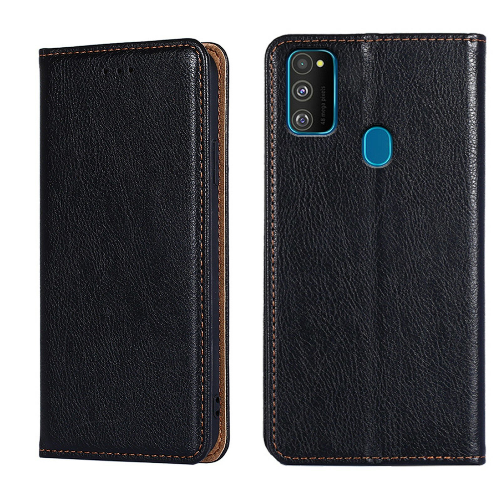 Чехол-книжка MyPads для Samsung Galaxy M21 и M30s, искусственная кожа, черный