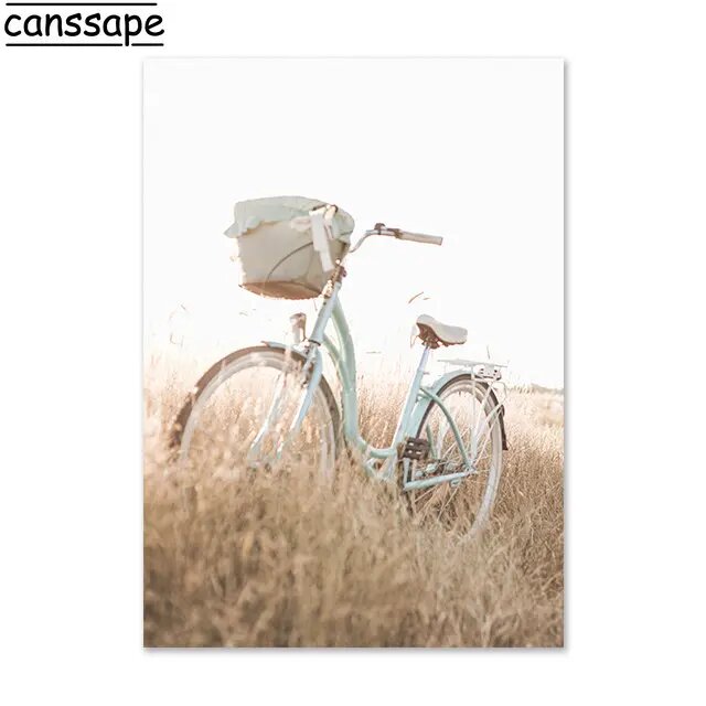 Картина на стену Canssape, велосипед в поле, 21x30см, n993