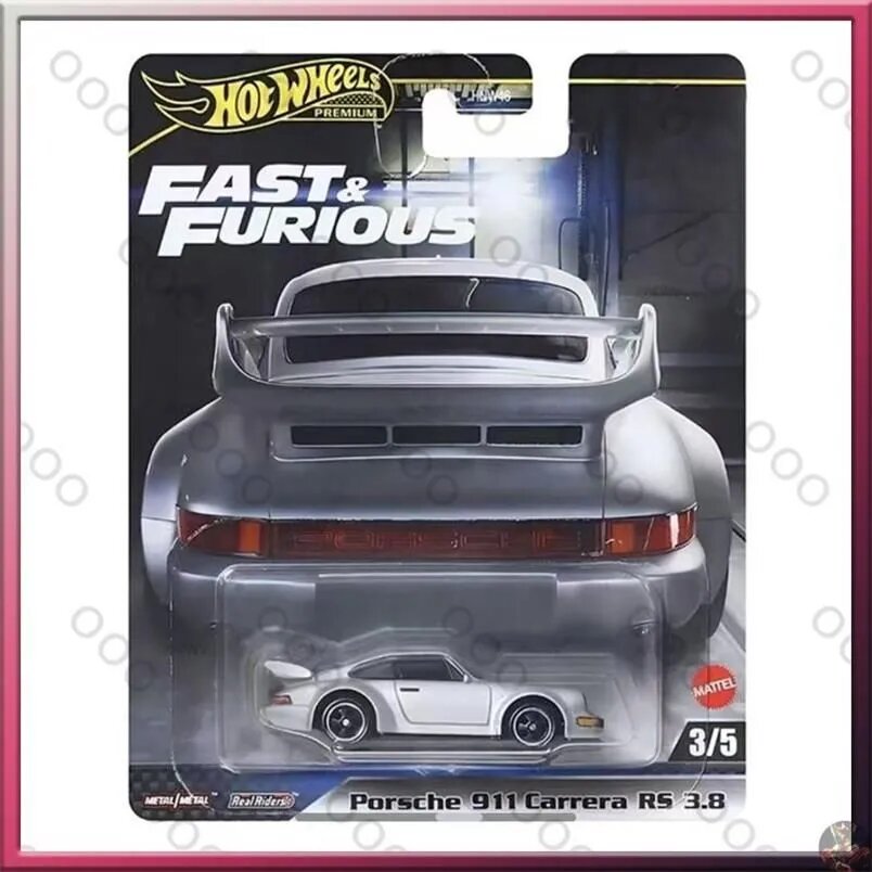 Машинка Hot Wheels Fast & Furious Porsche 911 Carrera RS 3.8, масштаб 1/64, серебристая