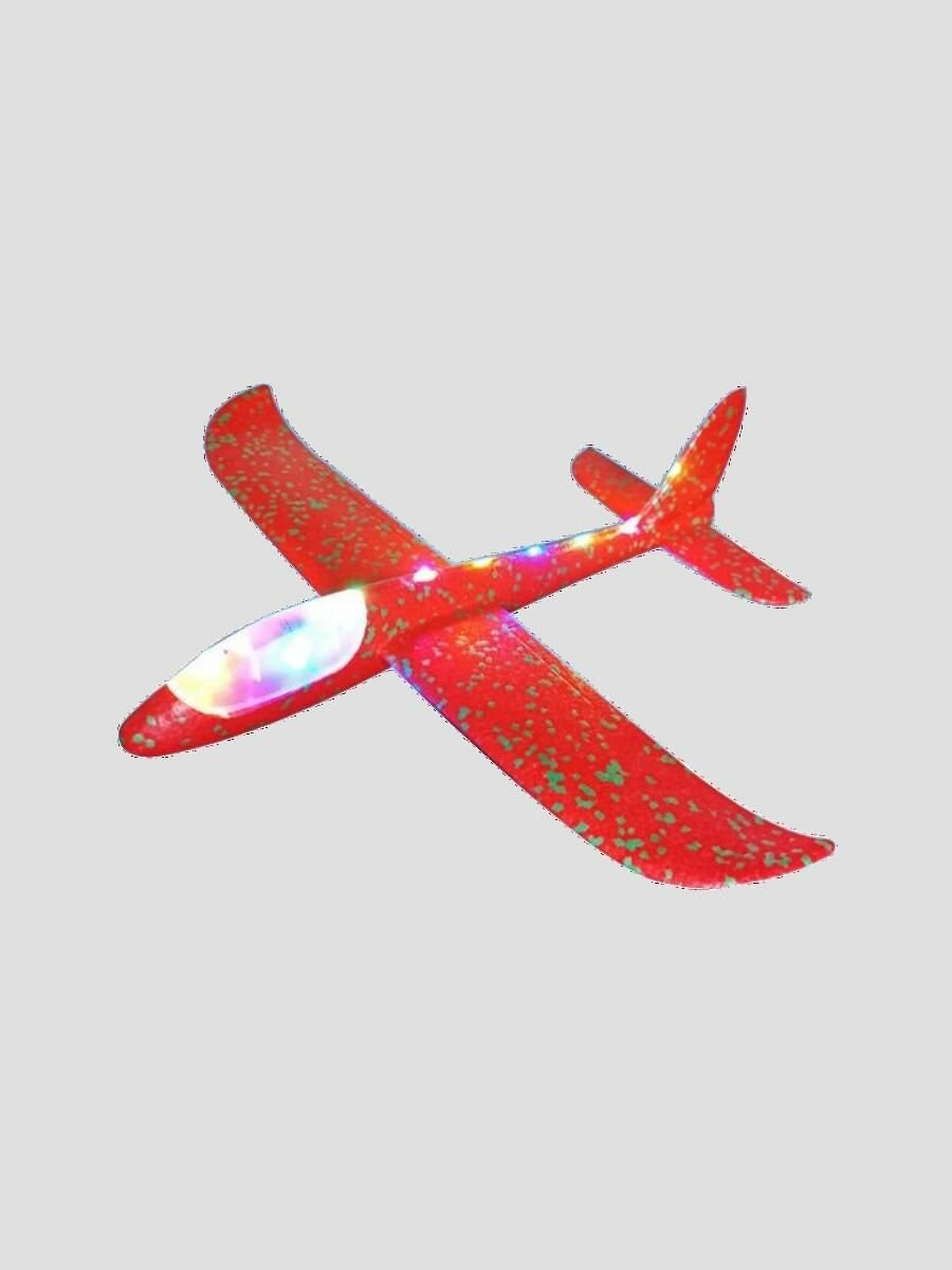 Метательный самолет светящийся, игрушка из пенопласта для улицы, планер пенопластовый с подстветкой 48 см