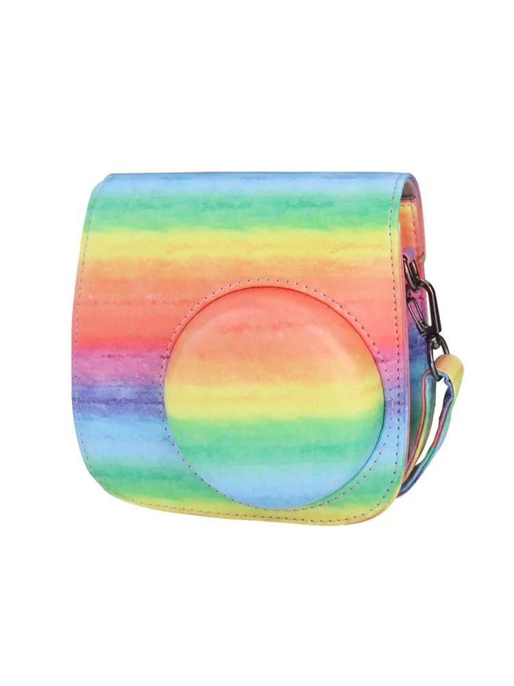 Кожаный чехол PU совместимый с Fujifilm Instax Mini 12 11 9 Instant Camera с регулируемым ремешком и карманом