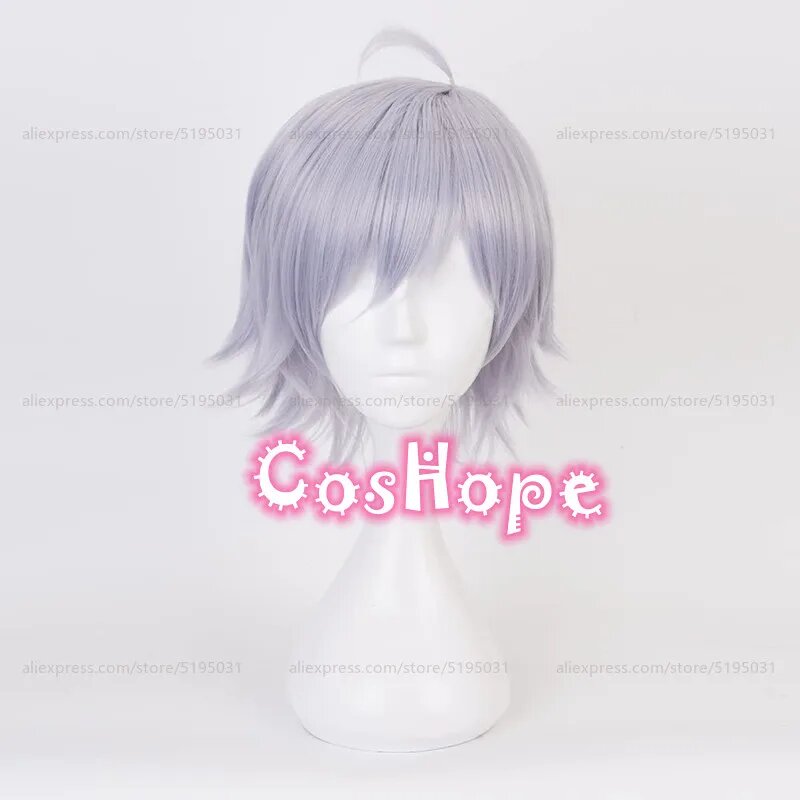 Серебристый парик для косплея, короткий парик, косплей, аниме, парики для косплея, термостойкие синтетические парики