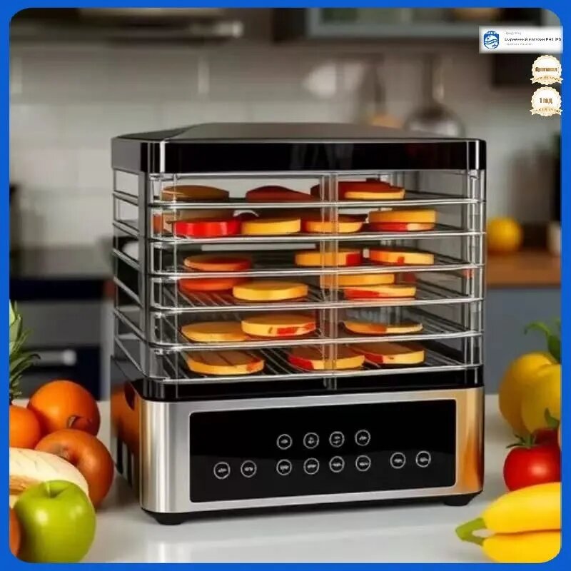 Garlyn D-14 Дегидратор электрический для овощей и фруктов, 6 поддонов, черный цвет, электронное управление